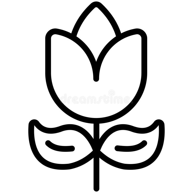 Flower Thin Line Icon, Floral Concept, Spring Flower with Leaves Sign ...