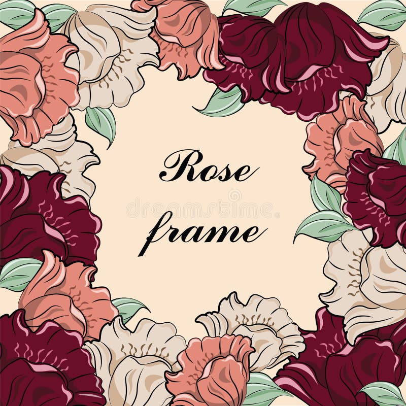 Vintage Frame with Daisy and Rose Flowers Vector. Wedding Invitation ...