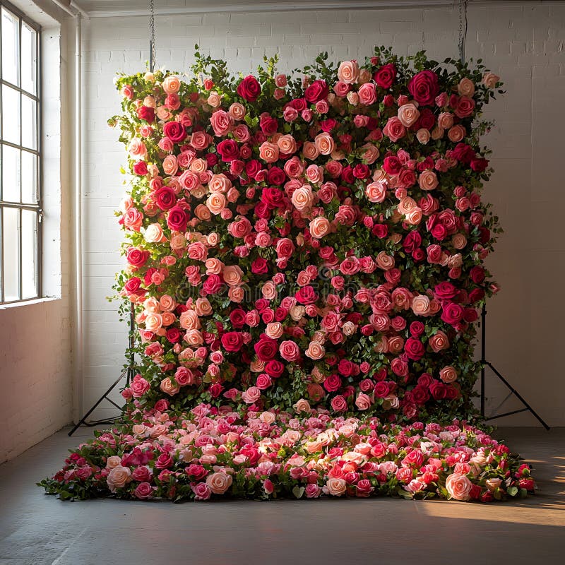 Rose Flower Wall Backdrop stock illustration. Illustration of wall ...