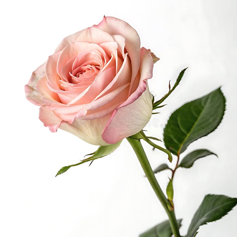 Rose Flower in White Background a Single Light Pink Rose Blossom on a ...