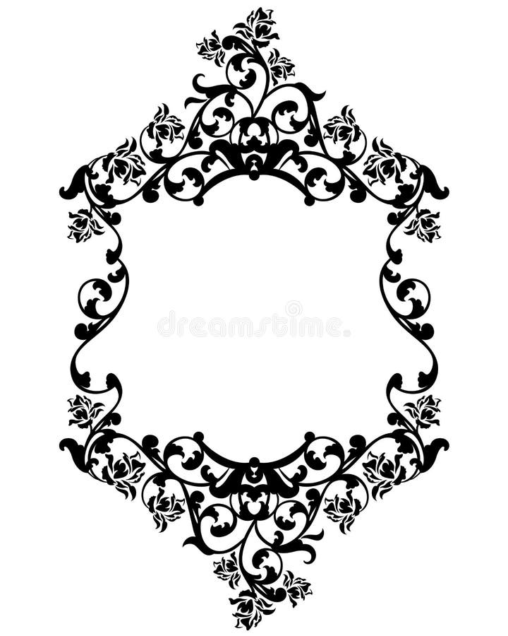 Rose Flowers Black and White Vintage Frame Design Stock Vector ...