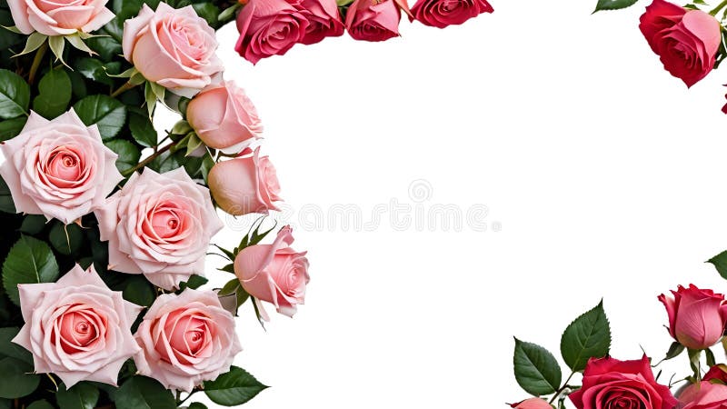 Rose Flowers on the Edge of the Frame Stock Illustration - Illustration ...