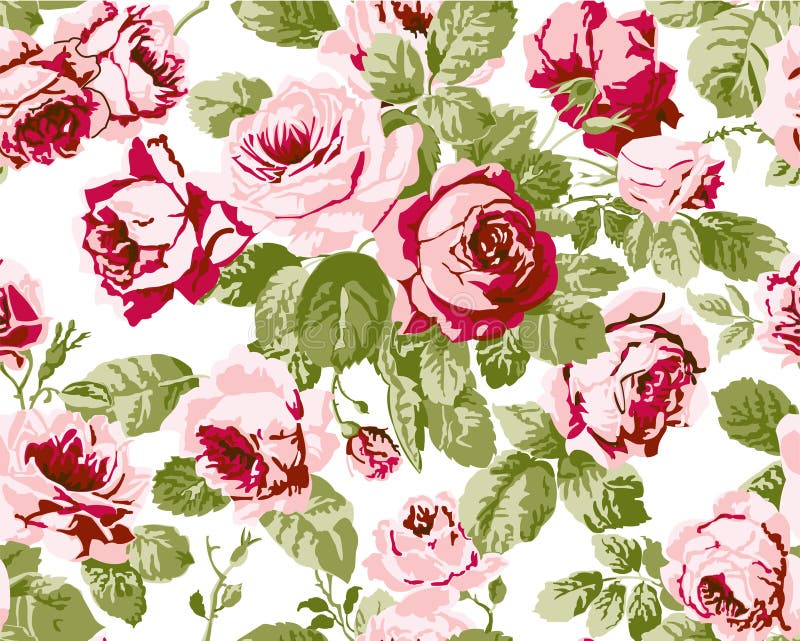 Seamless Rose Flowers Vintage Surface Pattern Textile Design Stock ...