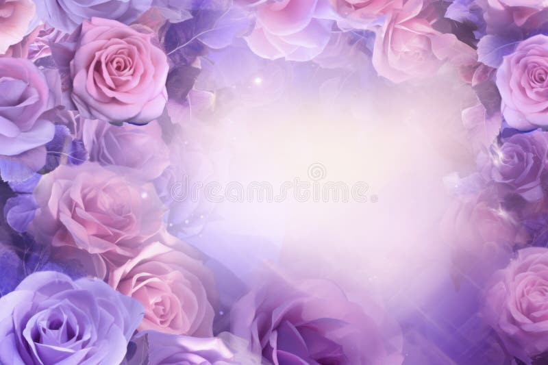 Rose Flowers Frame with Gradient Backlight and Subtle Gold Lines Stock ...