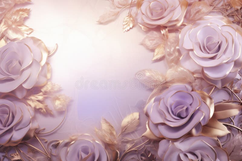Rose Flowers Frame with Gradient Backlight and Subtle Gold Lines Stock ...