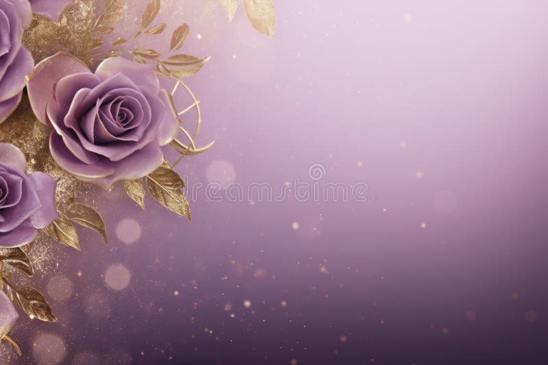 Rose Flowers Frame with Gradient Backlight and Subtle Gold Lines Stock ...