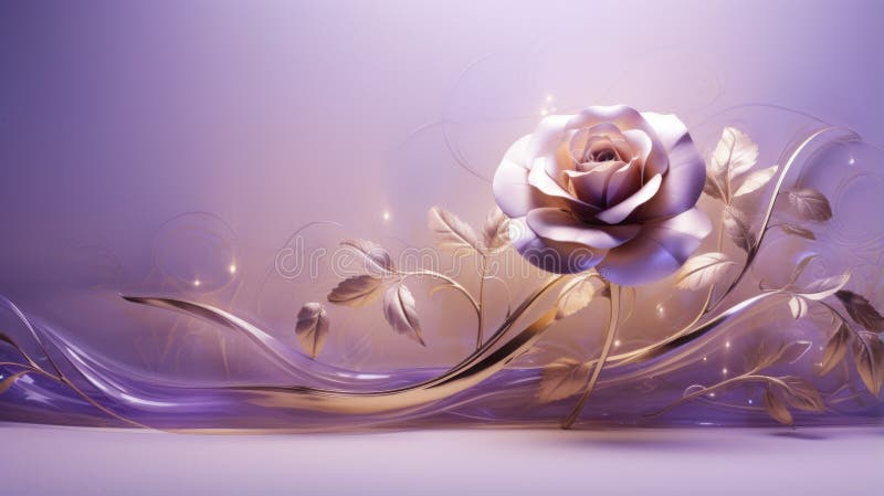 Rose Flowers Frame with Gradient Backlight and Subtle Gold Lines Stock ...