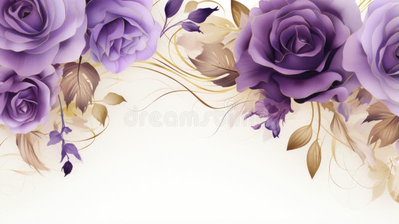 Rose Flowers Frame with Gradient Backlight and Subtle Gold Lines Stock ...