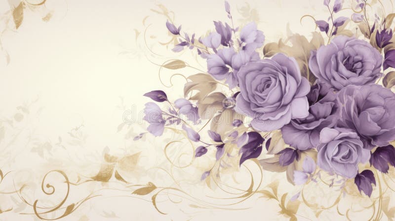 Rose Flowers Frame with Gradient Backlight and Subtle Gold Lines Stock ...