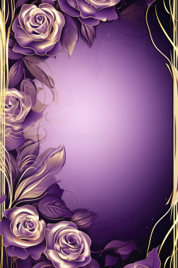 Rose Flowers Frame with Gradient Backlight and Subtle Gold Lines Stock ...