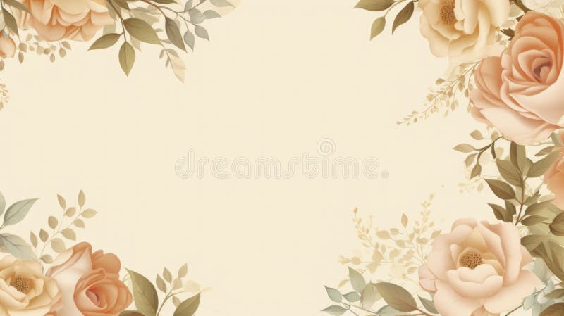 Rose Flowers Frame with Gradient Backlight and Subtle Gold Lines Stock ...