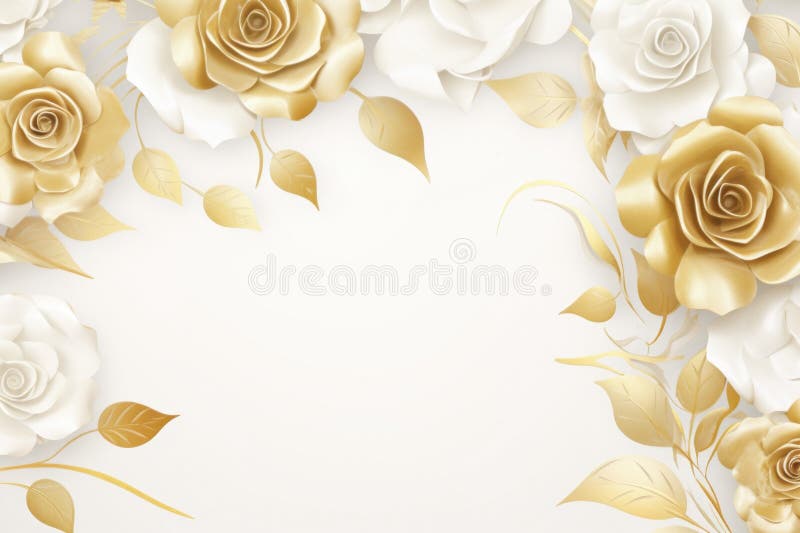 Rose Flowers Frame with Gradient Backlight and Subtle Gold Lines Stock ...
