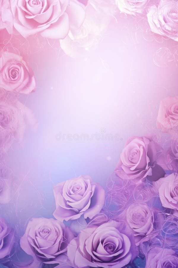 Rose Flowers Frame with Gradient Backlight and Subtle Gold Lines Stock ...