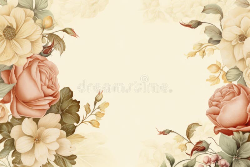 Rose Flowers Frame with Gradient Backlight and Subtle Gold Lines Stock ...