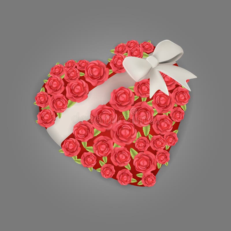 Rose Flowers Heart with White Ribbon Stock Vector - Illustration of ...