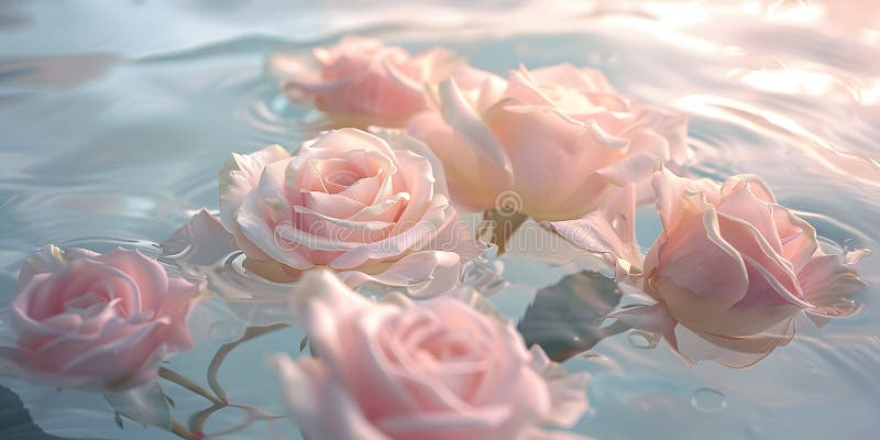 Rose Flowers in Water stock illustration. Illustration of flower ...