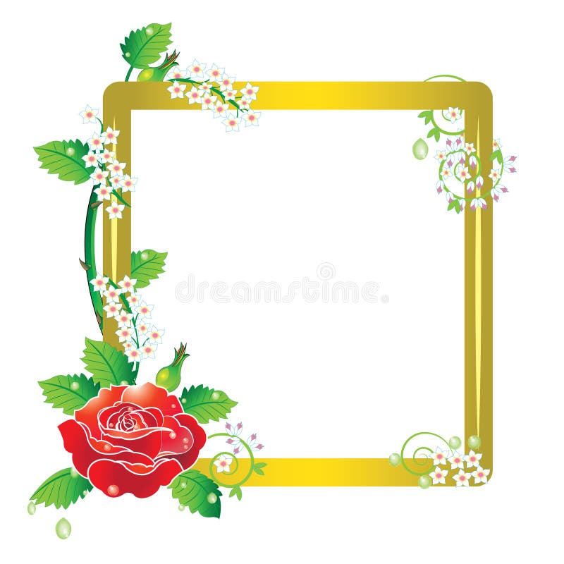 Vertical Frame of Hand Drawn Blooming Lemon Tree Branches, Flowers ...