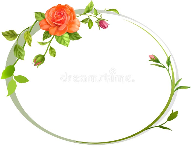 Orange and Red Rose Circle Frame Stock Vector - Illustration of circle ...