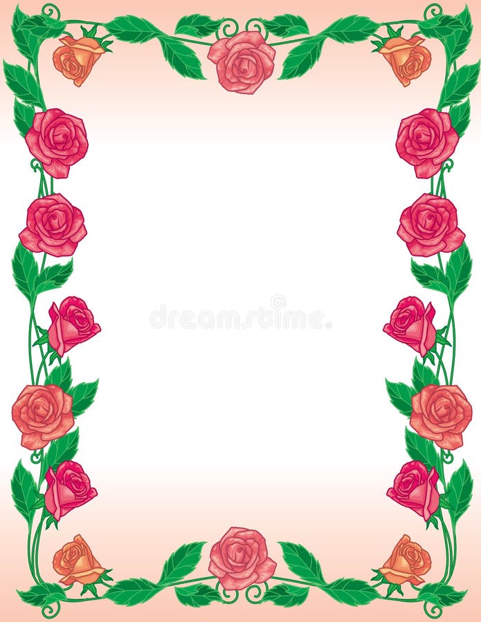 Red Roses Floral Photo Frame Stock Vector - Illustration of artistic ...