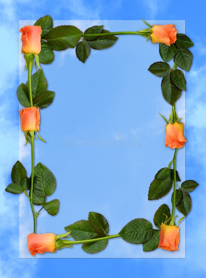 Rose Frame Love Letter Blue Paper Background Stock Image - Image of ...