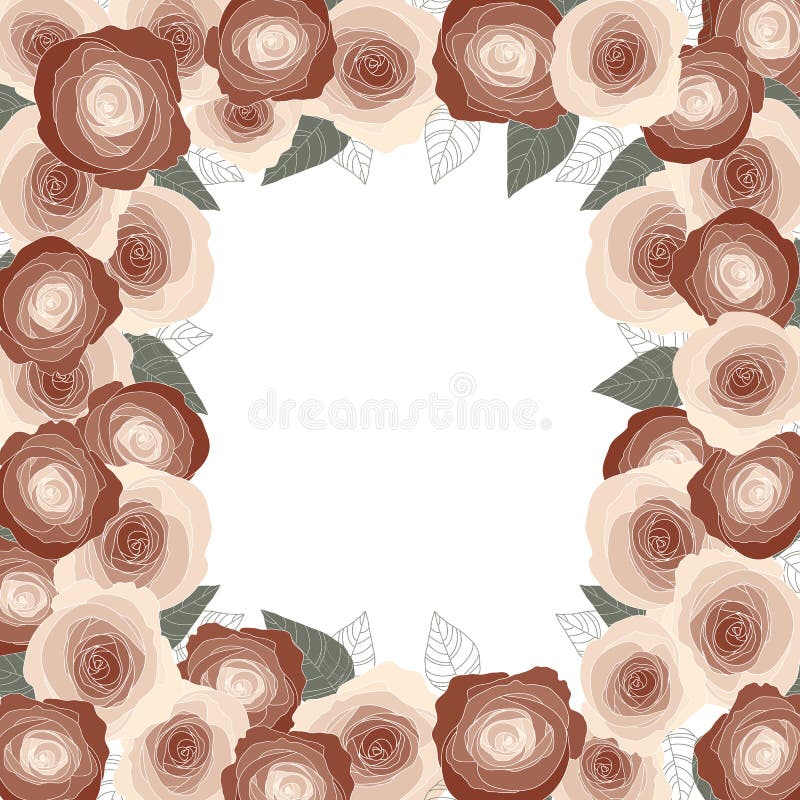 Rose Frame for a Postcard, Cut Square Form Stock Vector - Illustration ...