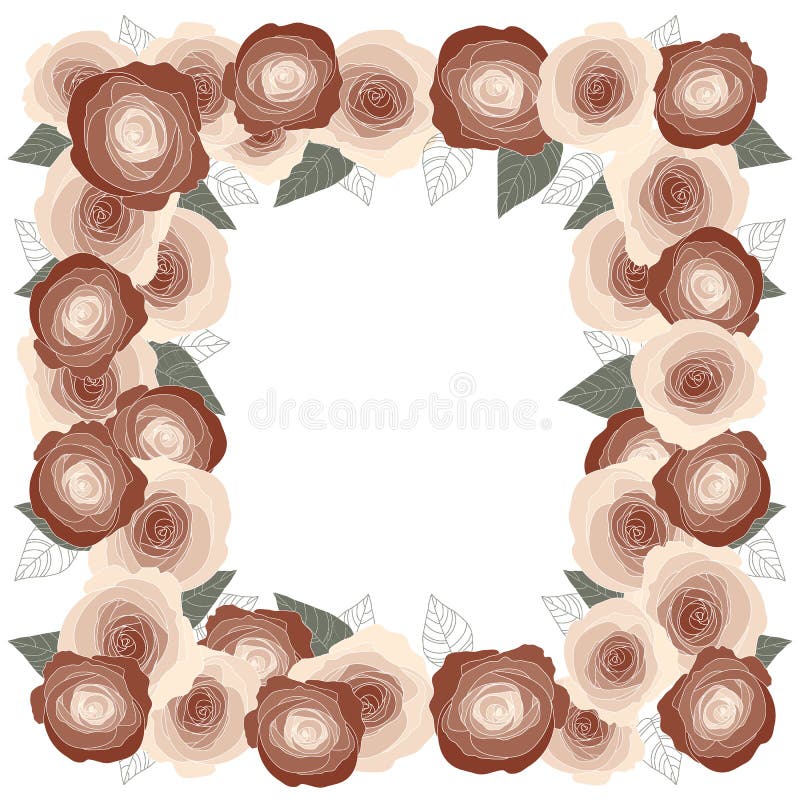 Rose Frame for a Postcard, Square Stock Vector - Illustration of floral ...
