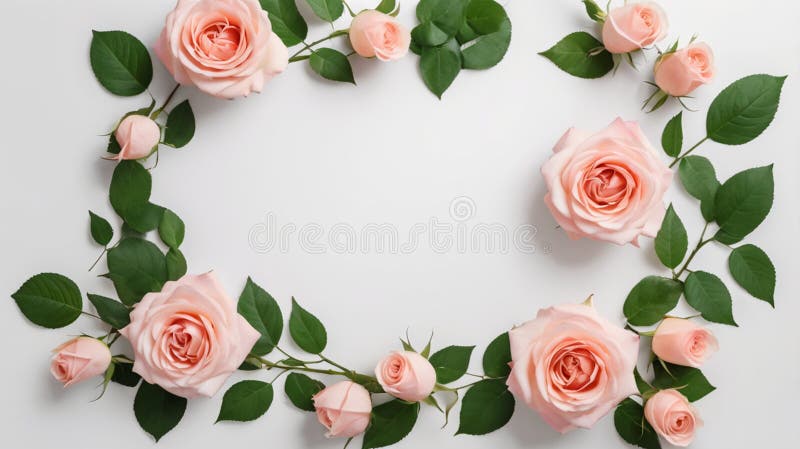 Fresh Rose Flowers. Rose Fresh Flowers with Leaves Frame on Table from ...