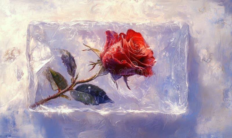 A Rose is Frozen in a Block of Ice Stock Photo - Image of romantic ...