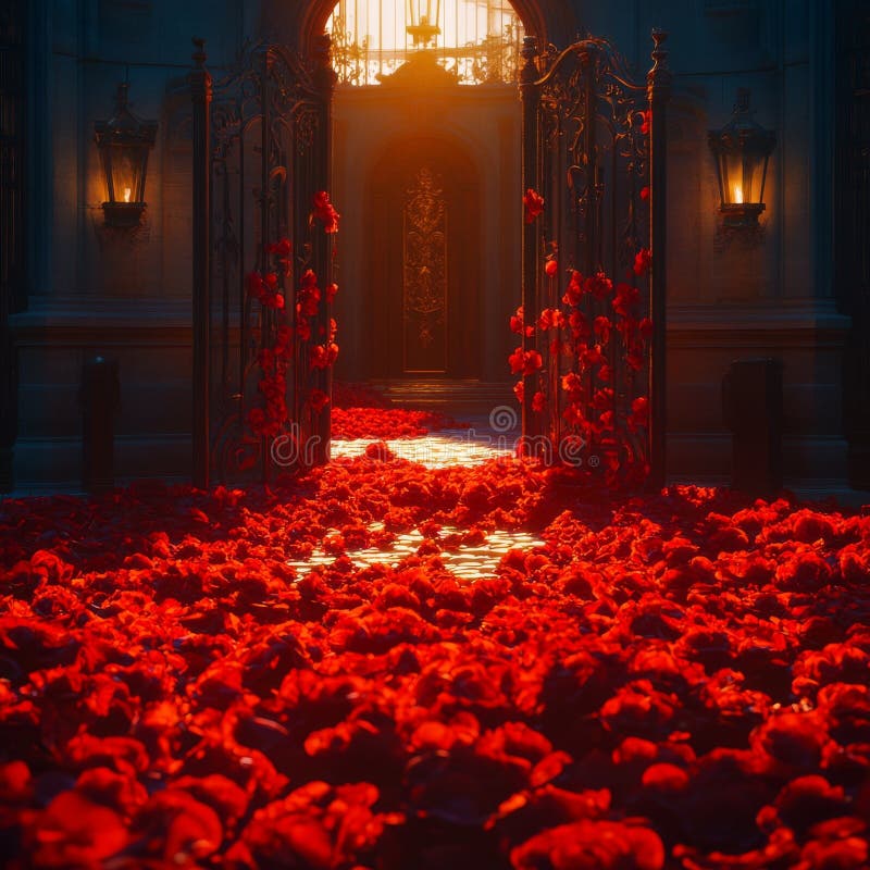 The Rose Garden Gate is an Enchanting Pathway To Tranquility Stock ...