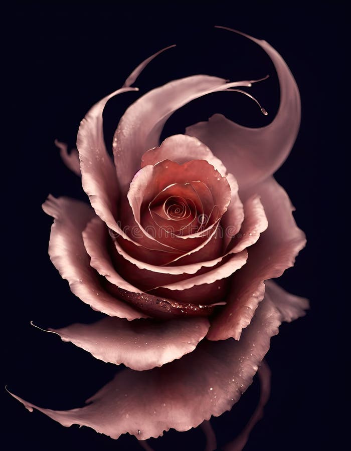 Rose Gold, Rose on black stock illustration. Illustration of pink ...