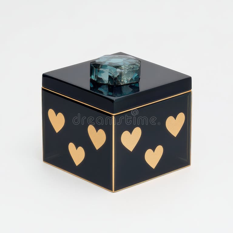 A Rose Gold Cube Encases an Emerald Heart, Captured in a Studio Setting ...