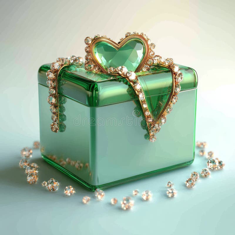 A Rose Gold Cube Encasing an Emerald Heart, Professionally Photographed ...