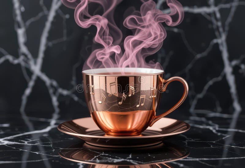 Rose Gold Cup, Pink Steam Musical Note Reflections Modern Chic Stock ...