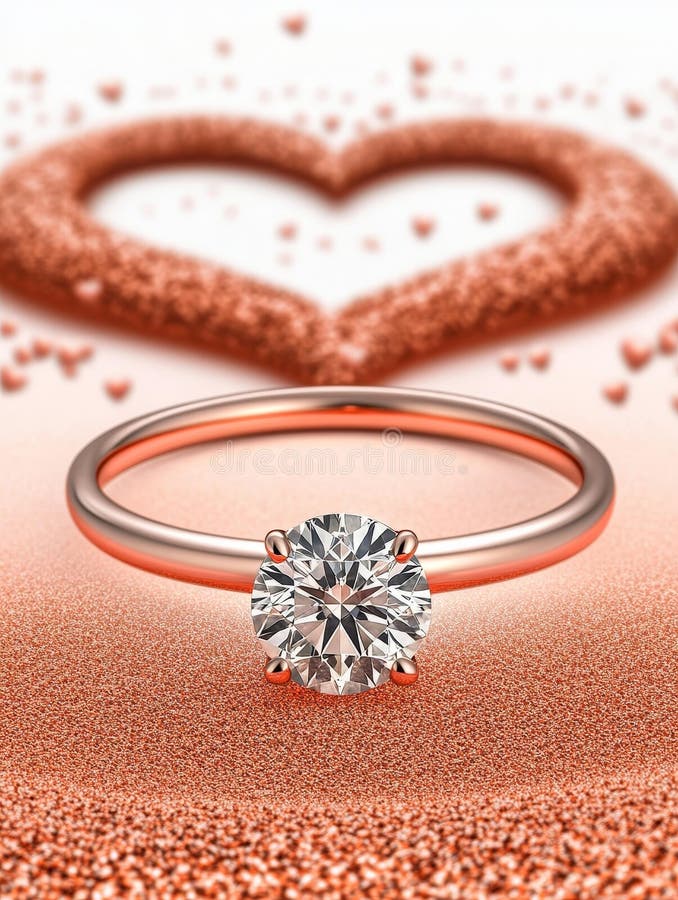 Rose Gold Diamond Engagement Ring Sparkling Diamond Rose Gold Band Love ...