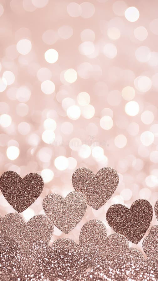 Rose Gold Glitter Hearts Background Stock Image - Image of hearts ...
