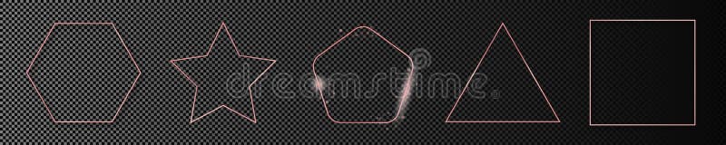 Rose Gold Glowing Different Geometric Shape Frame Stock Vector ...