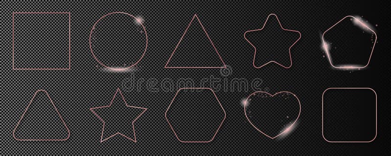 Rose Gold Glowing Different Geometric Shape Frame Stock Vector ...
