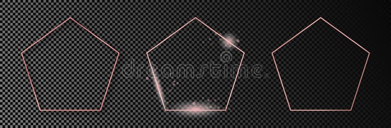 Rose Gold Glowing Pentagon Shape Frame Stock Vector - Illustration of ...