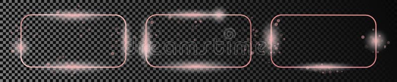 Rose Gold Glowing Rounded Rectangular Frame Stock Vector - Illustration ...