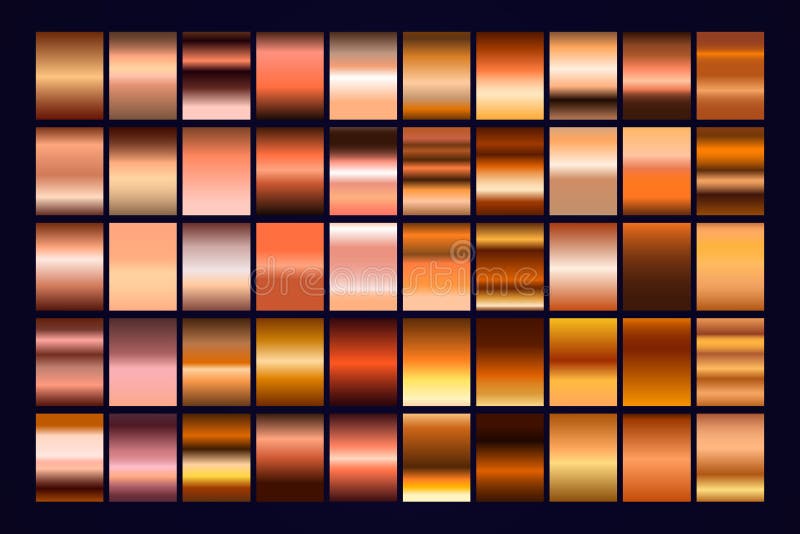 Rose Gold Gradient Color Set, Rose Gold Metallic Gradient Color Vector ...