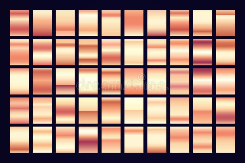 Rose Gold Gradient Color Set, Rose Gold Metallic Gradient Color Vector ...