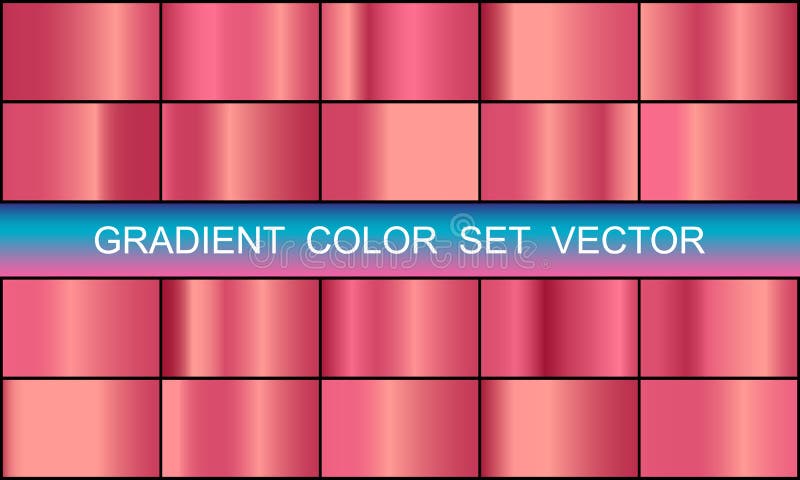 Rose Gold Gradient Color Set, Gradient Color Pallet, Metallic Gradient ...