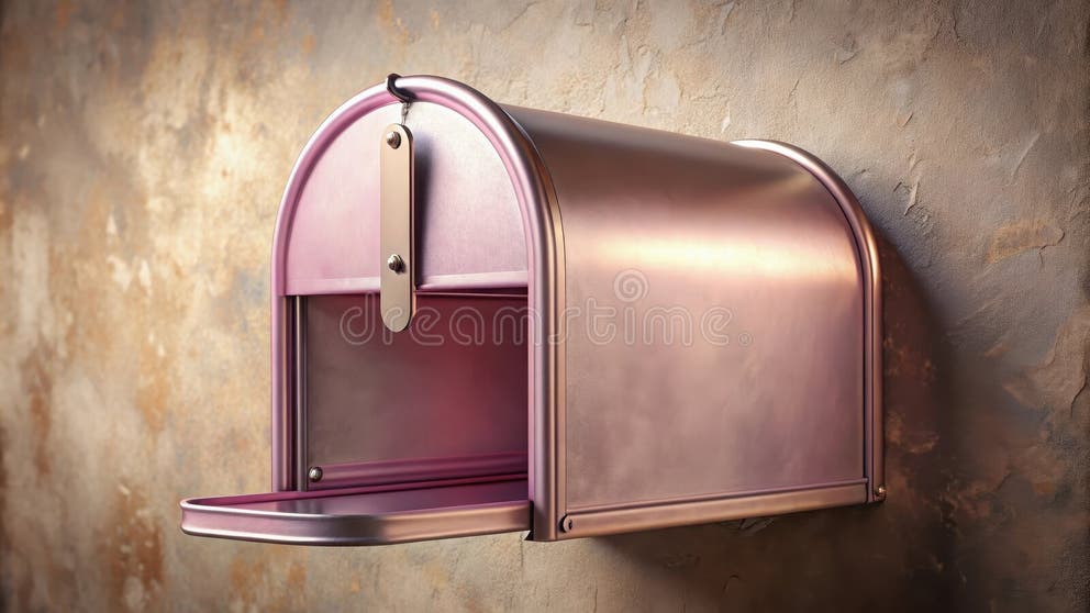 A Rose-gold Metal Mailbox on a Textured Wall. Generative AI Stock ...
