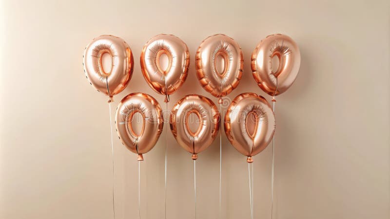 Rose Gold Number Zero Balloons Celebrating a Milestone. Generative AI ...