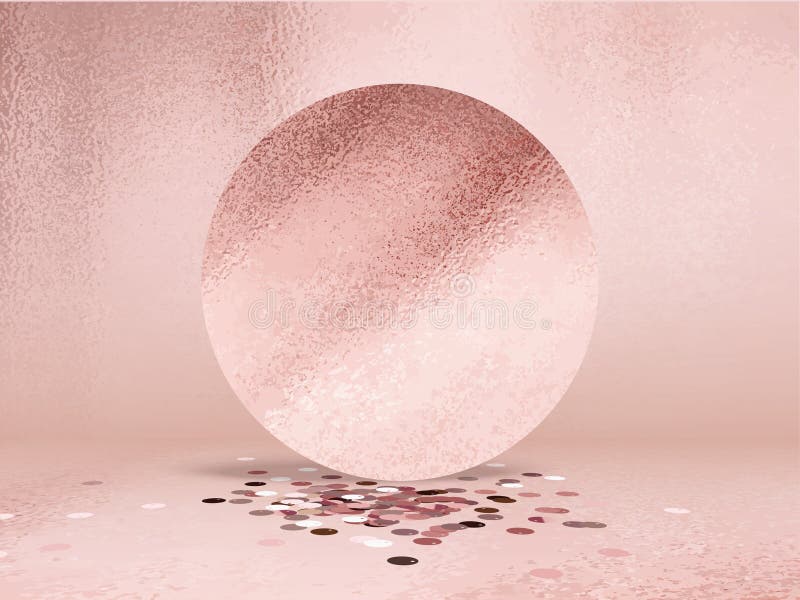 Rose Gold Photo Studio Scene. Realistic Empty Light Interior for ...