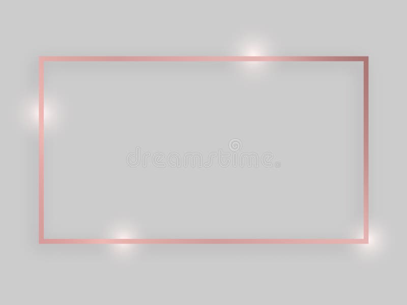 Rose Gold Rectangular Shiny Frame with Glowing Effects Stock Vector ...