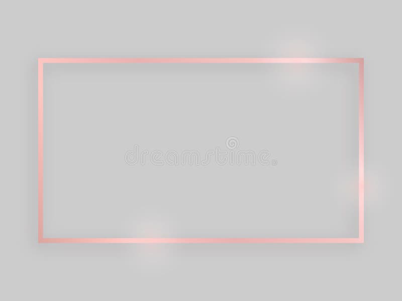 Rose Gold Rectangular Shiny Frame with Glowing Effects Stock Vector ...