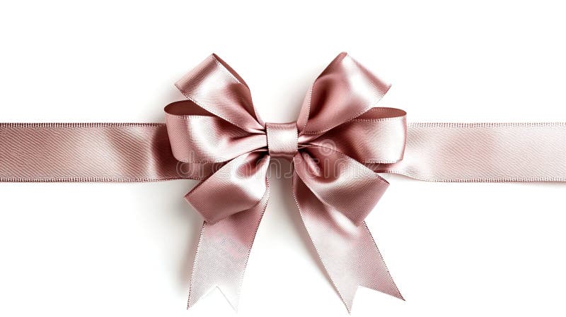 Rose Gold Ribbon Bow, Gift Wrap, White Background, Elegant Design Stock ...