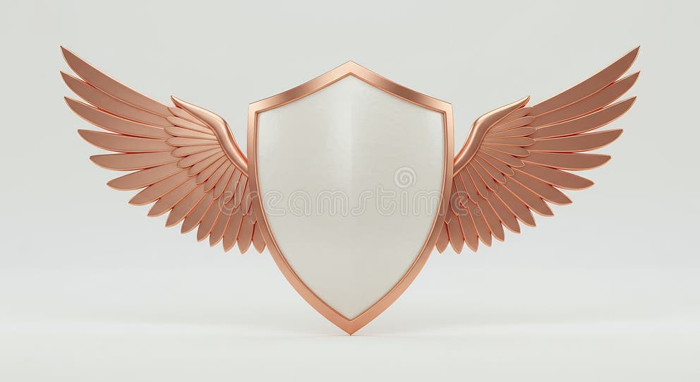 Rose Gold Shield with Wings Stock Illustration - Illustration of ...