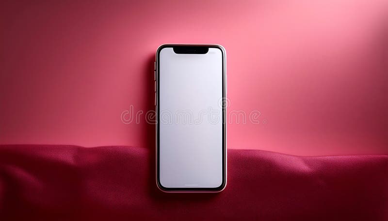 A Rose-gold Smartphone with a Blank Pink Screen Rests on a Pink ...
